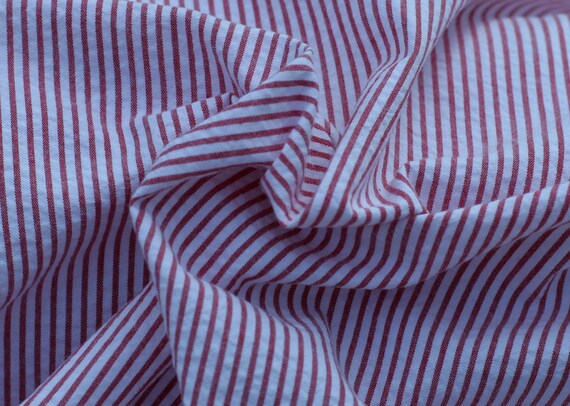 Red and White Stripe Seersucker 1 Yard | Etsy