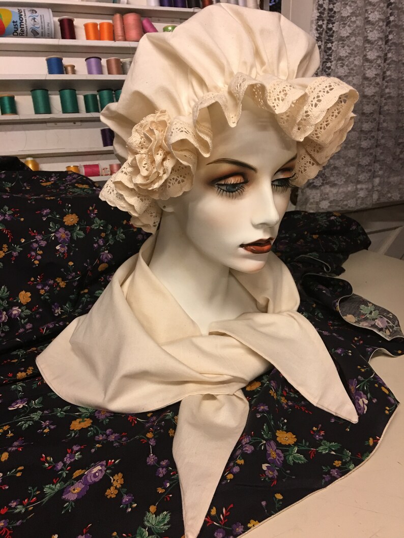 Mob Cap Scarf With Rosettes - Etsy