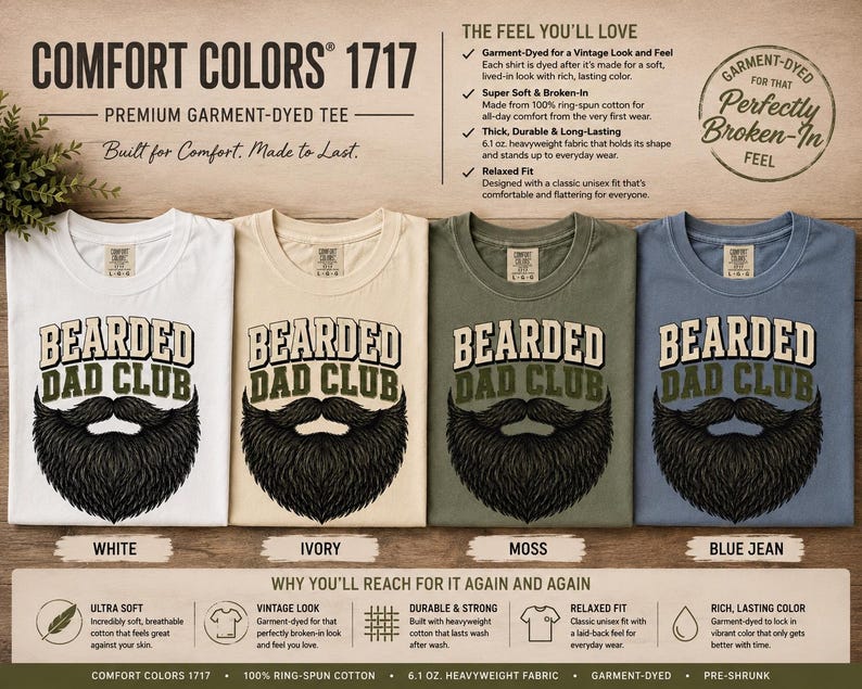 Bearded Dad Club Shirt, Vintage Graphic Tee, Fatherhood Apparel ...
