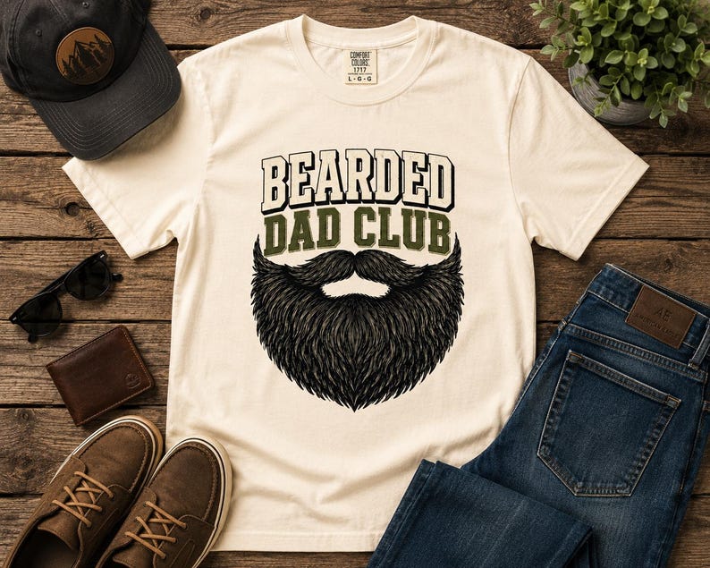 Bearded Dad Club Shirt, Vintage Graphic Tee, Fatherhood Apparel ...