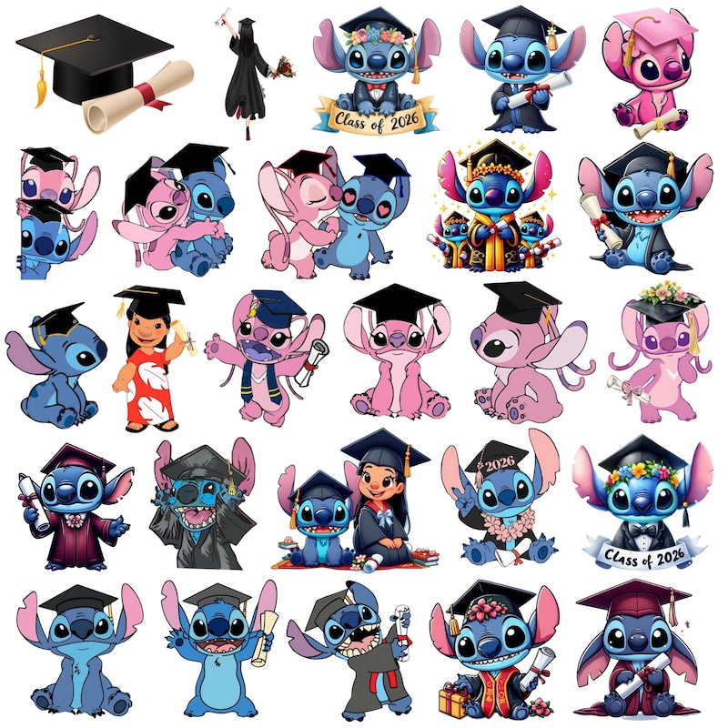 Stitch Characters Clipart - Etsy