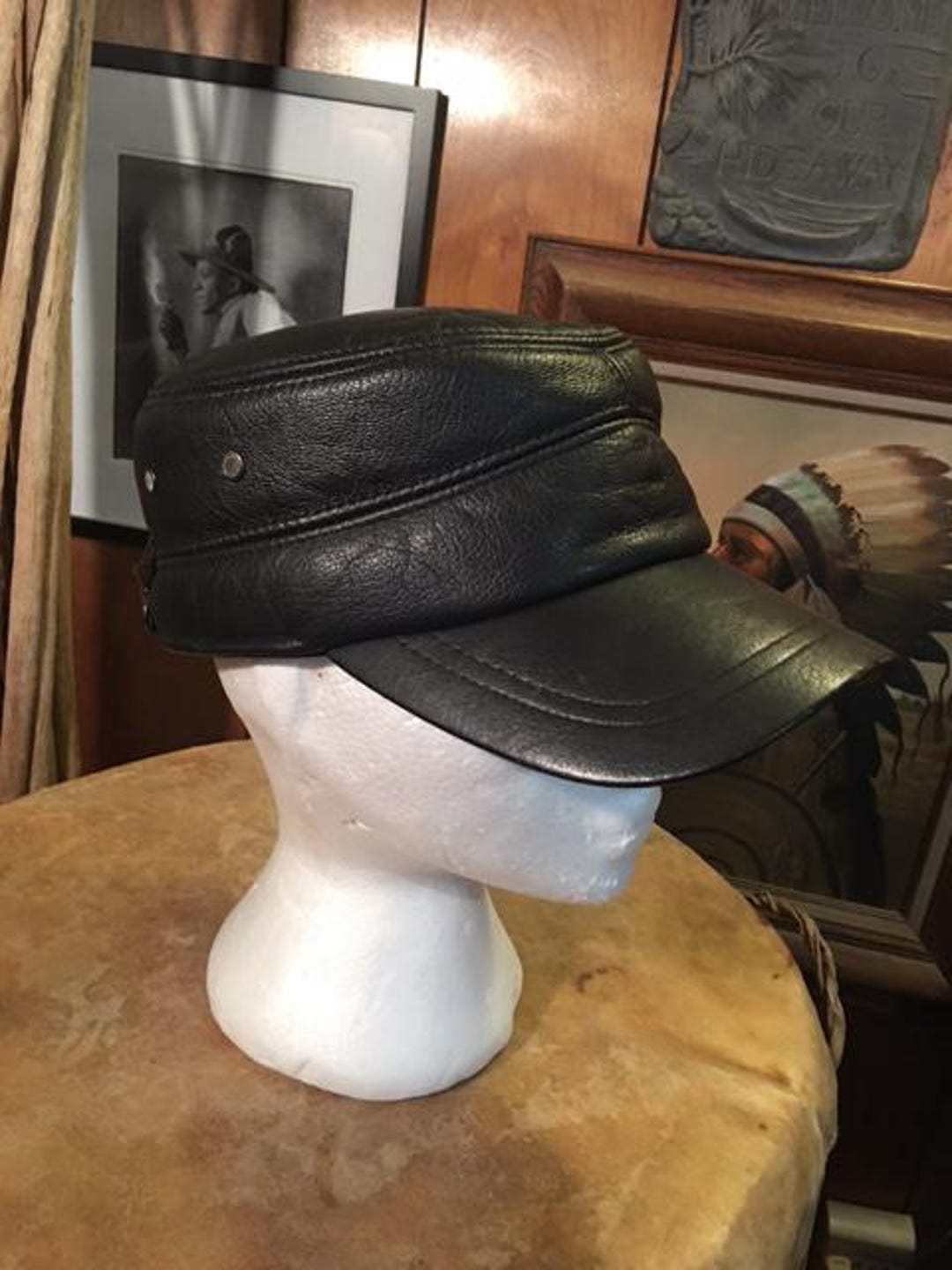 Black Soft Leather Ball Cap Style Hat With Ear Flaps - Etsy