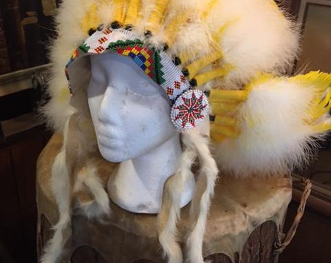 2 Native American Reenactment Warrior Feathered Headdress Bonnet - Etsy