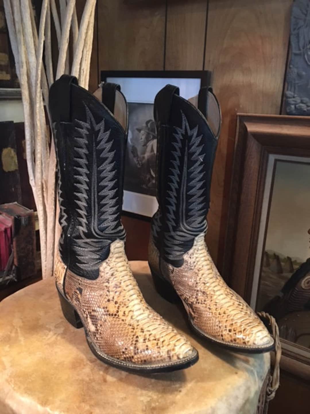 Python Snake Skin Cowboy Boots Men's Size 9D - Etsy
