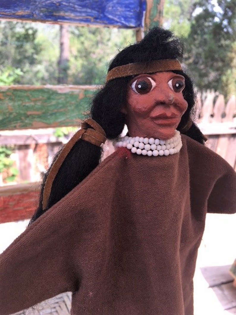 Antique Hand Puppet Native American Indian With Stand - Etsy