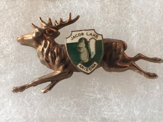 Vintage Jacob Lake Arizona Running Buck Pin - Gem