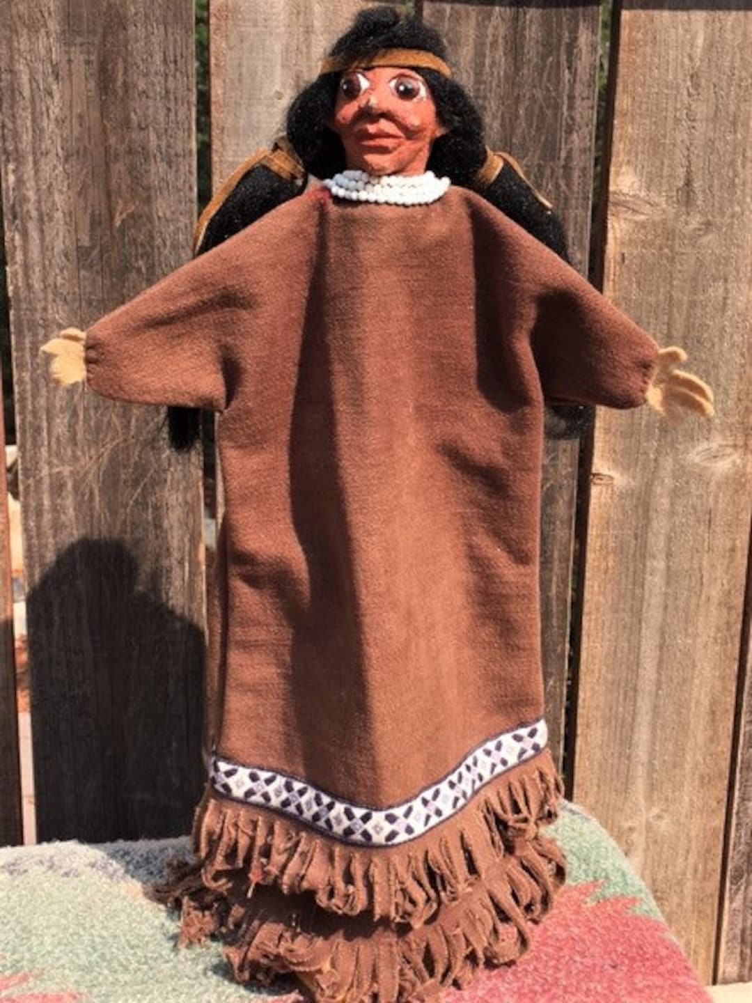Antique Hand Puppet Native American Indian With Stand - Etsy