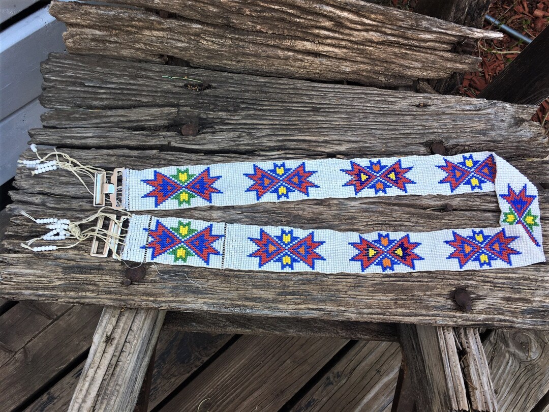Vintage Native American Sioux Indian Hand Beaded Belt - Etsy