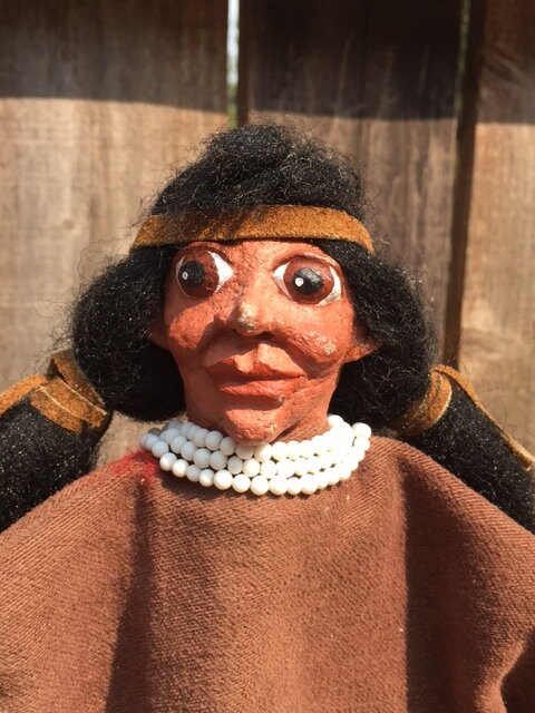 Antique Hand Puppet Native American Indian With Stand - Etsy