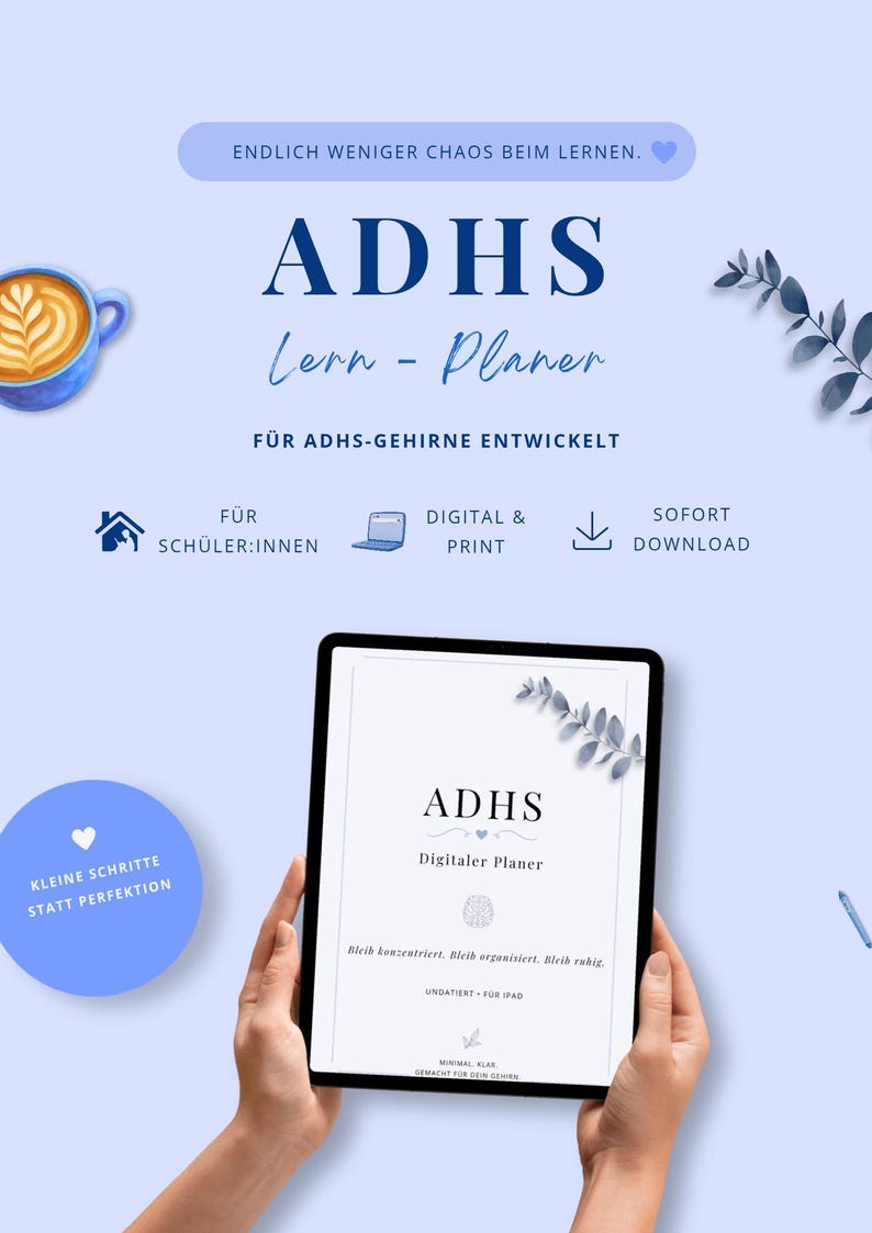 ADHD Study Planner for Students | Digital Planner | Study Organization ...