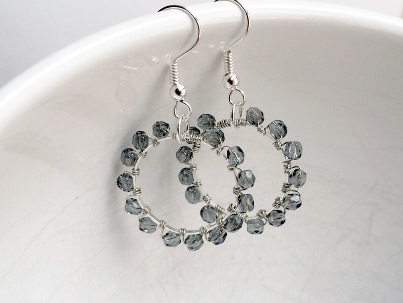 Hoop Earrings - Ocean Blue Earrings - Wire Wrapped Earring - Beaded ...