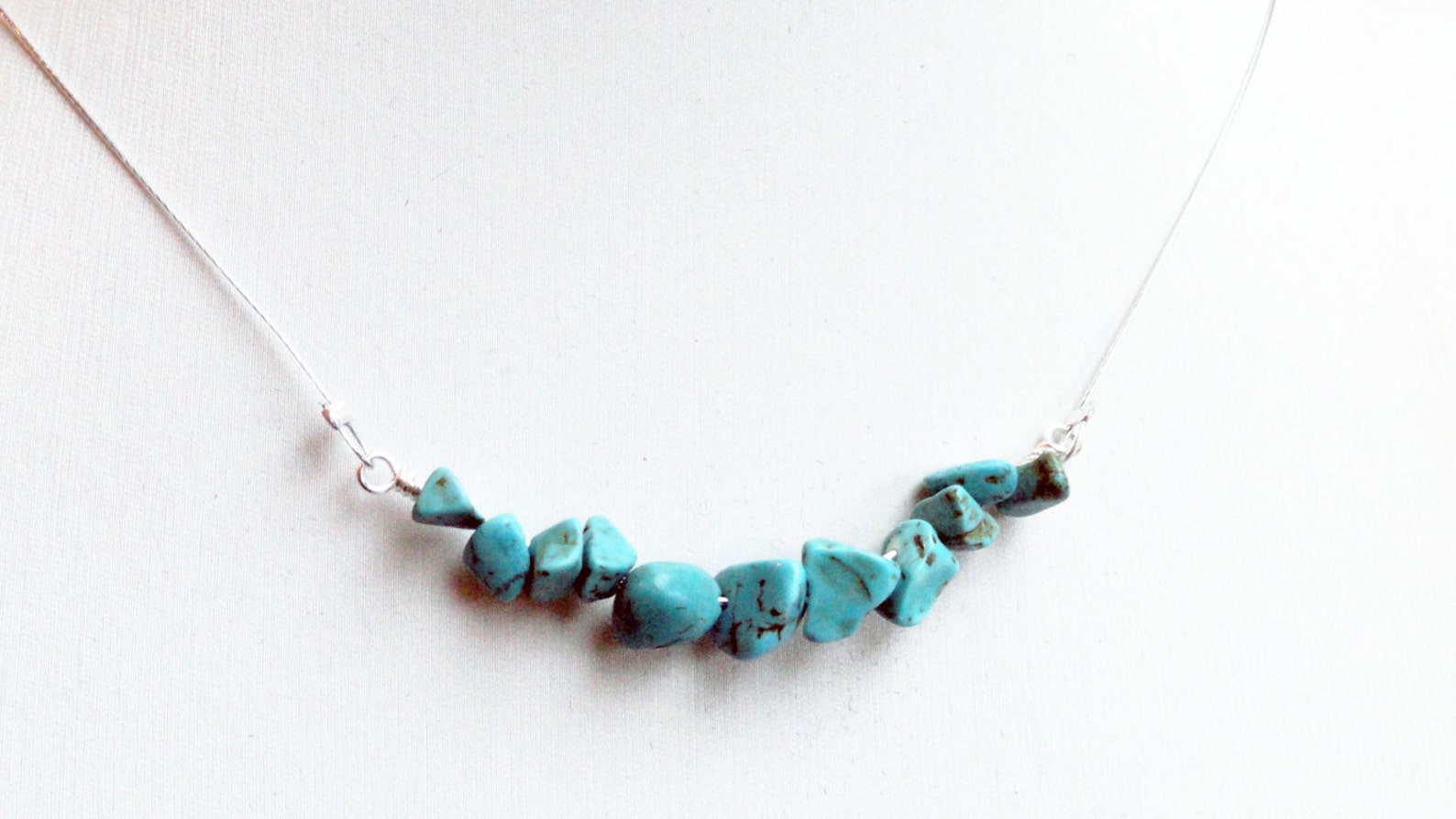 Turquoise Necklace Howlite Necklace Blue Bar Necklace - Etsy