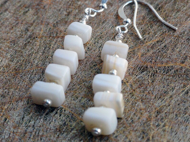 Shell Tower Earrings Cream Shell Earrings Mother of Pearl - Etsy