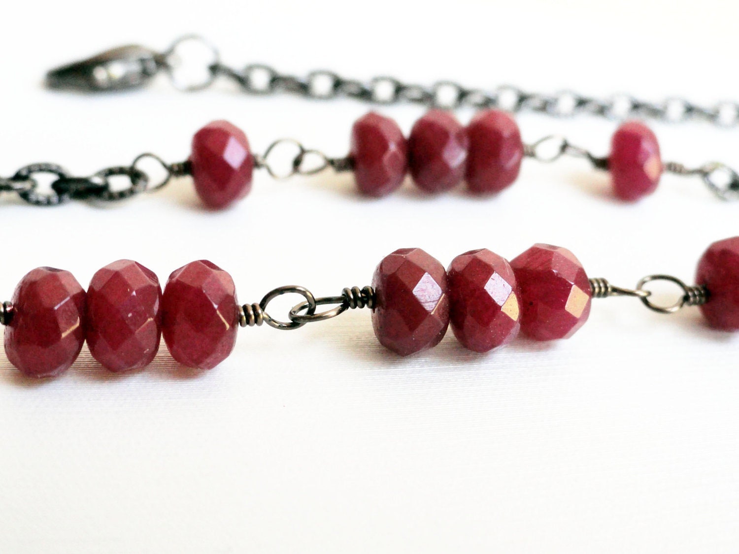 Red jade necklace station necklace red bead necklace | Etsy