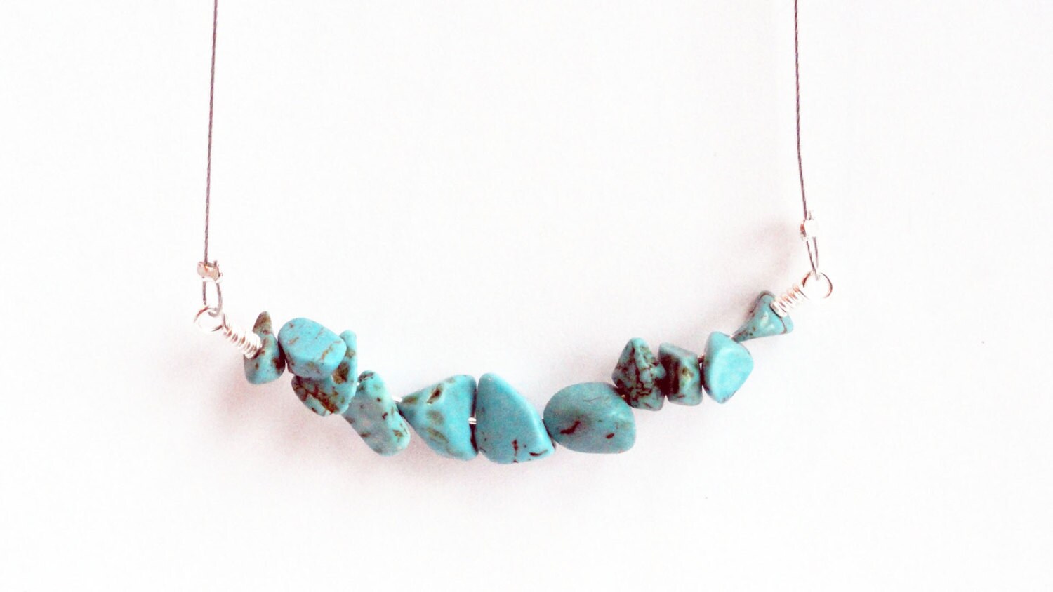 Turquoise necklace howlite necklace blue bar necklace | Etsy