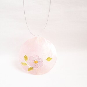 Shell Necklace - Painted Pendant - Pink Shell - Painted Shell - Painted ...