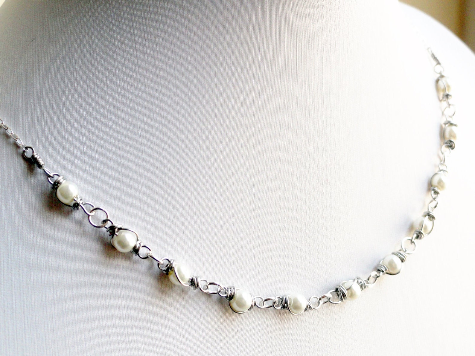 Caged pearl necklace cream pearl necklace pearl necklace | Etsy