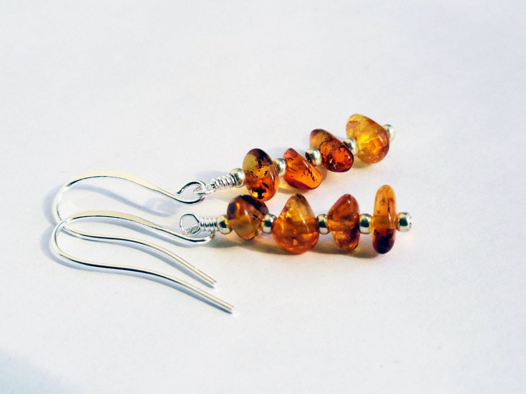 Amber Earrings - Amber Tower Earrings - Baltic Amber - Amber Chip ...