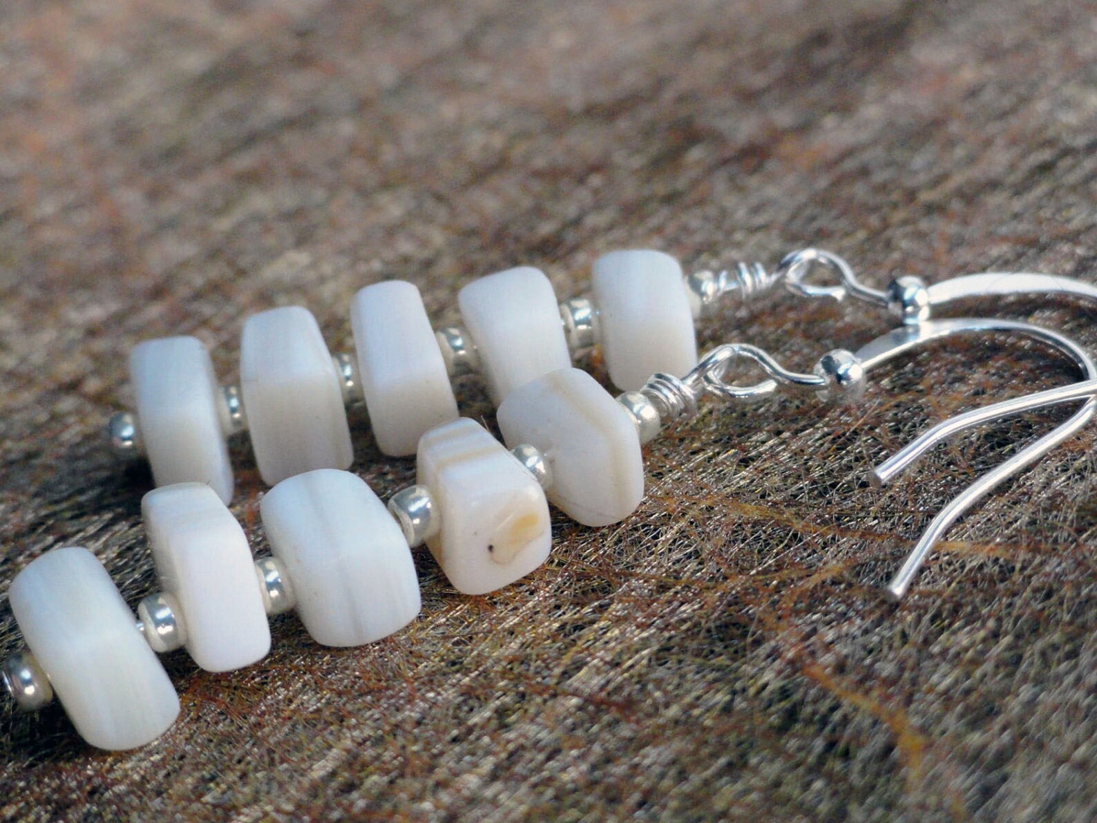 Shell Tower Earrings Cream Shell Earrings Mother of Pearl - Etsy