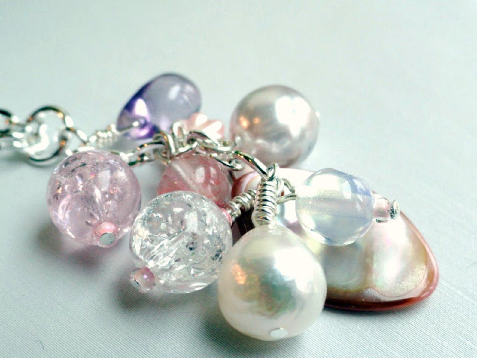 Cluster Pendant Cluster Necklace Pink Necklace Mother of - Etsy