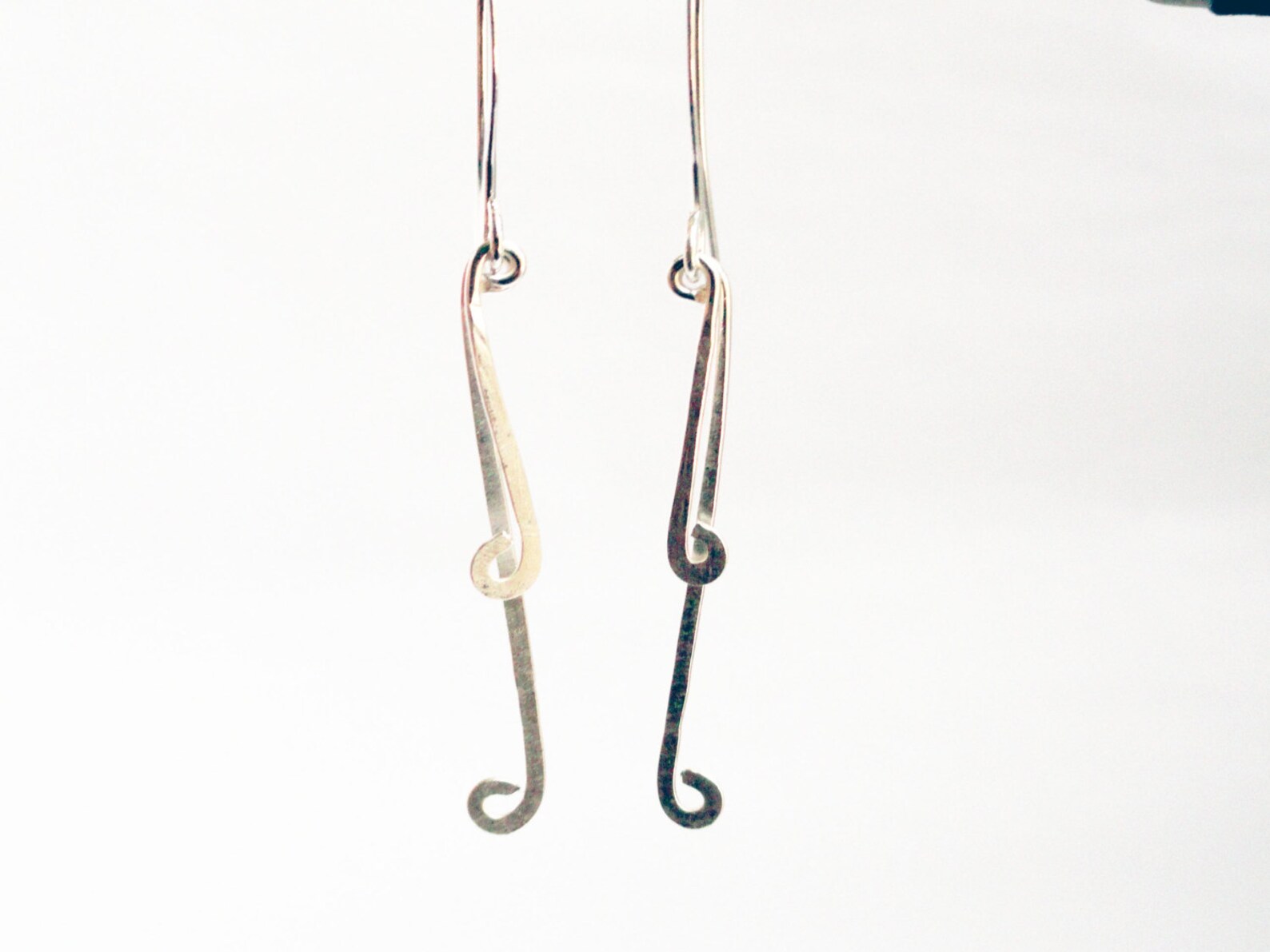 Silver Wire Earrings Branch Earrings Music Notes - Etsy