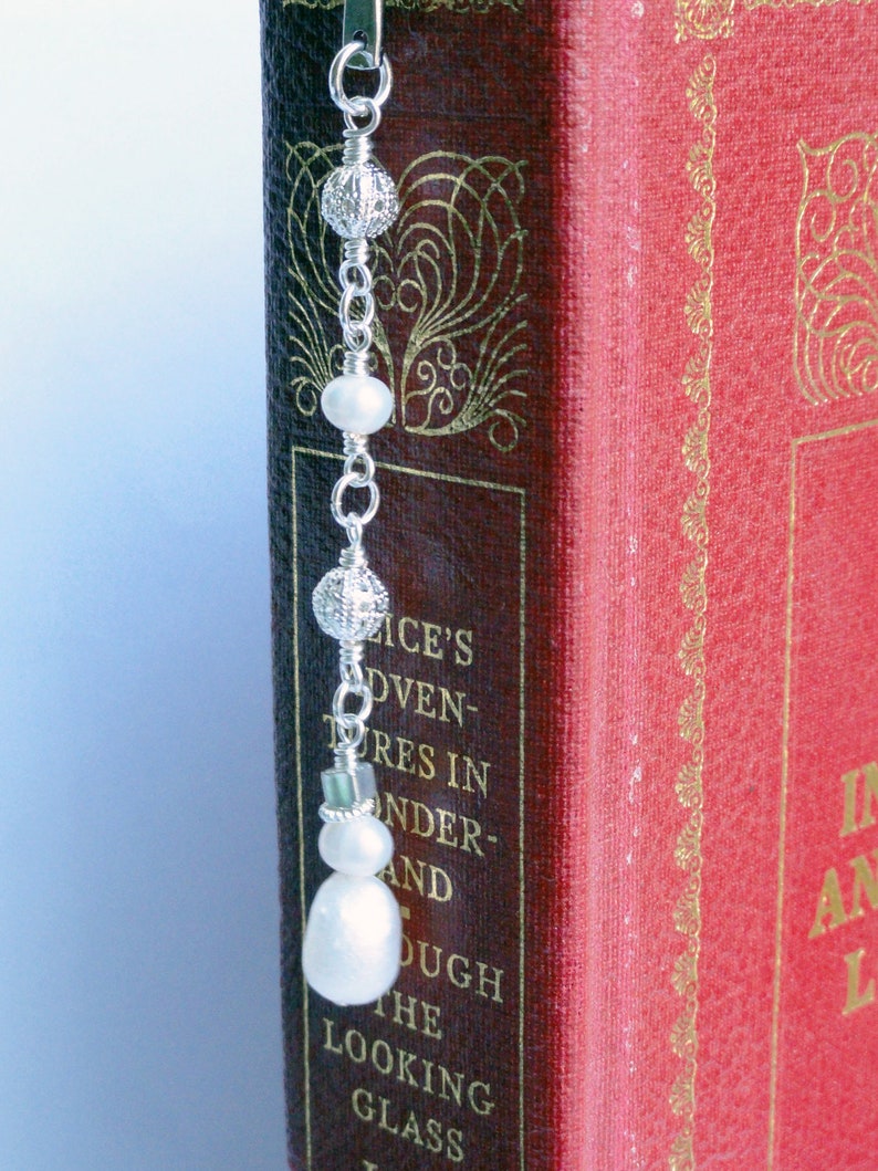 Pearl Bookmark - Freshwater Pearls - Beaded Bookmark - Cream Bookmark ...