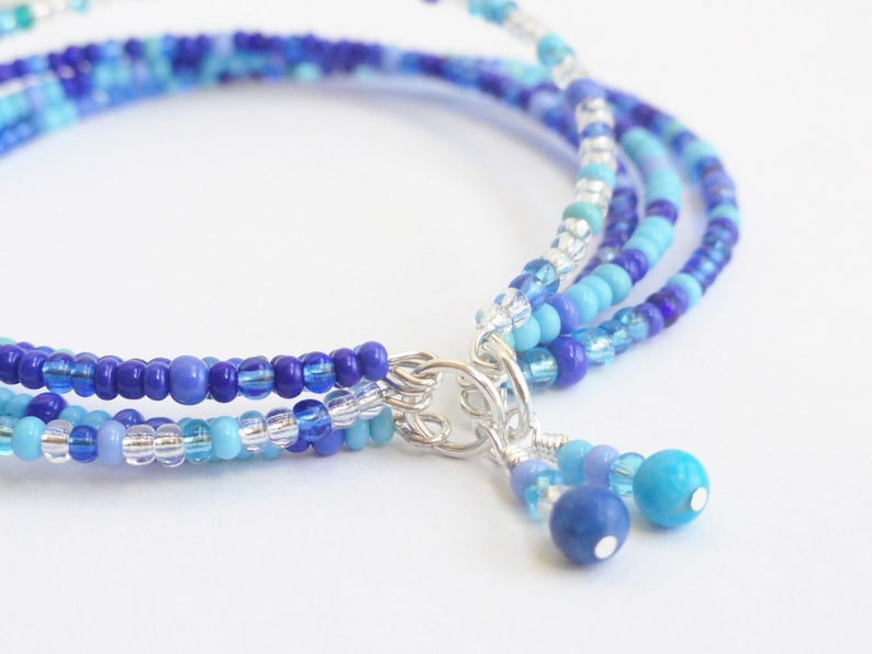 Blue Beaded Bracelet Seed Bead Bracelet Multi Strand - Etsy