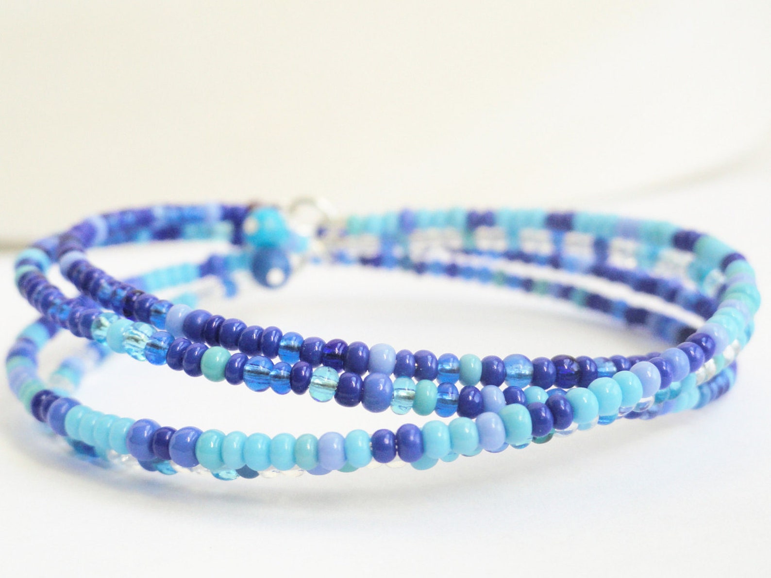 Blue Beaded Bracelet Seed Bead Bracelet Multi Strand - Etsy