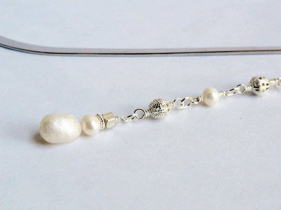 Pearl Bookmark - Freshwater Pearls - Beaded Bookmark - Cream Bookmark ...