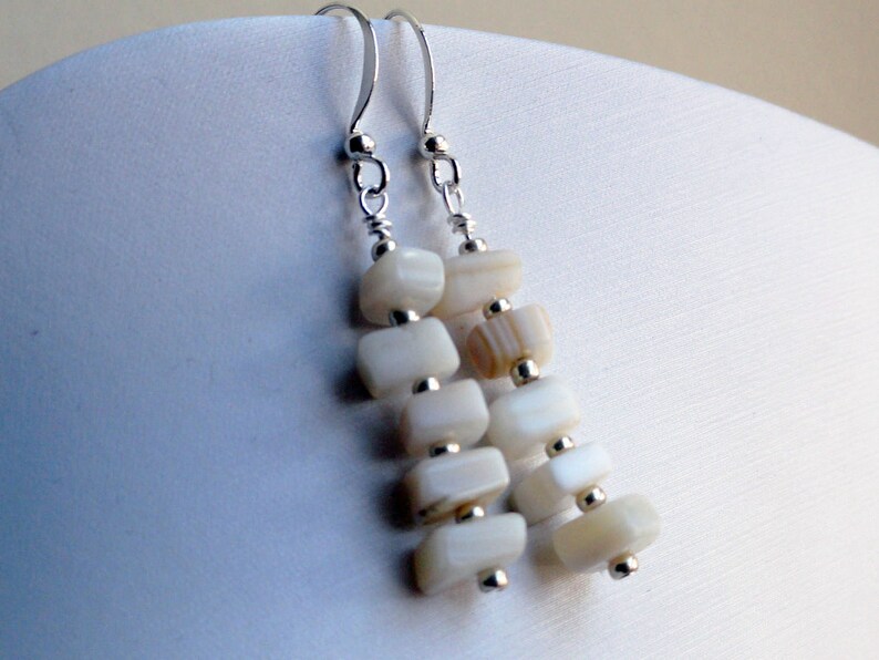 Shell Tower Earrings Cream Shell Earrings Mother of Pearl - Etsy