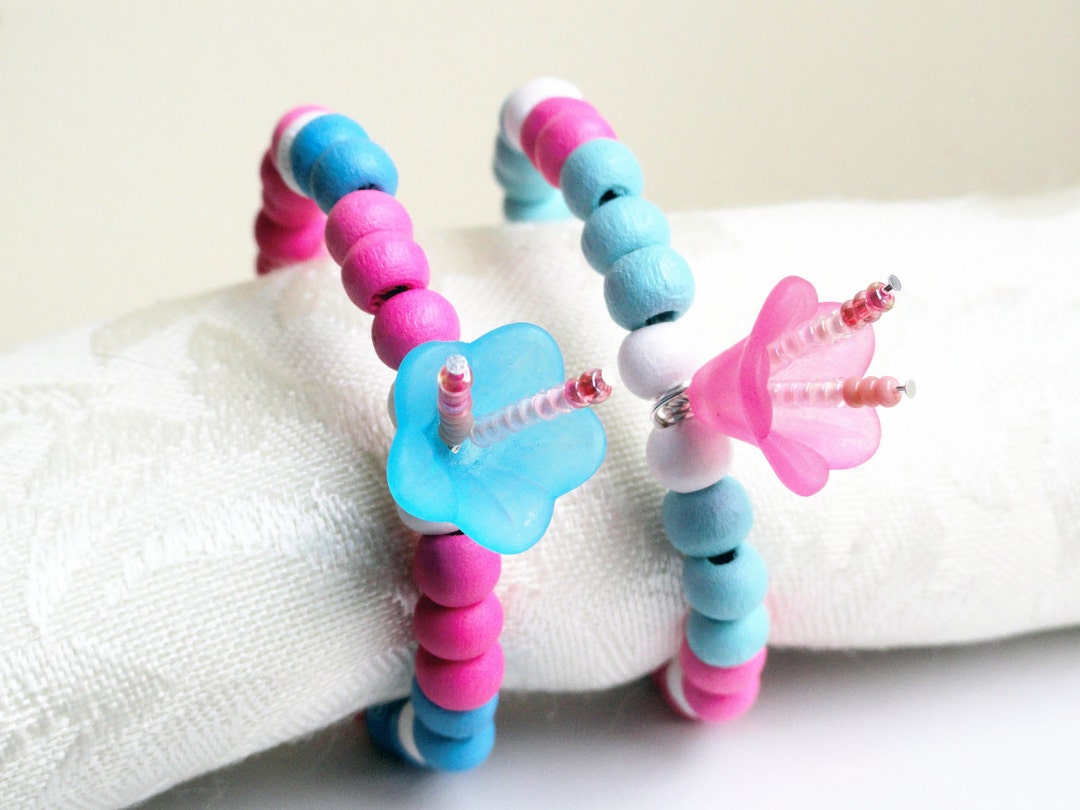 Flower Napkin Rings - Wooden Napkin Rings - Candy Napkin Rings - Pastel ...