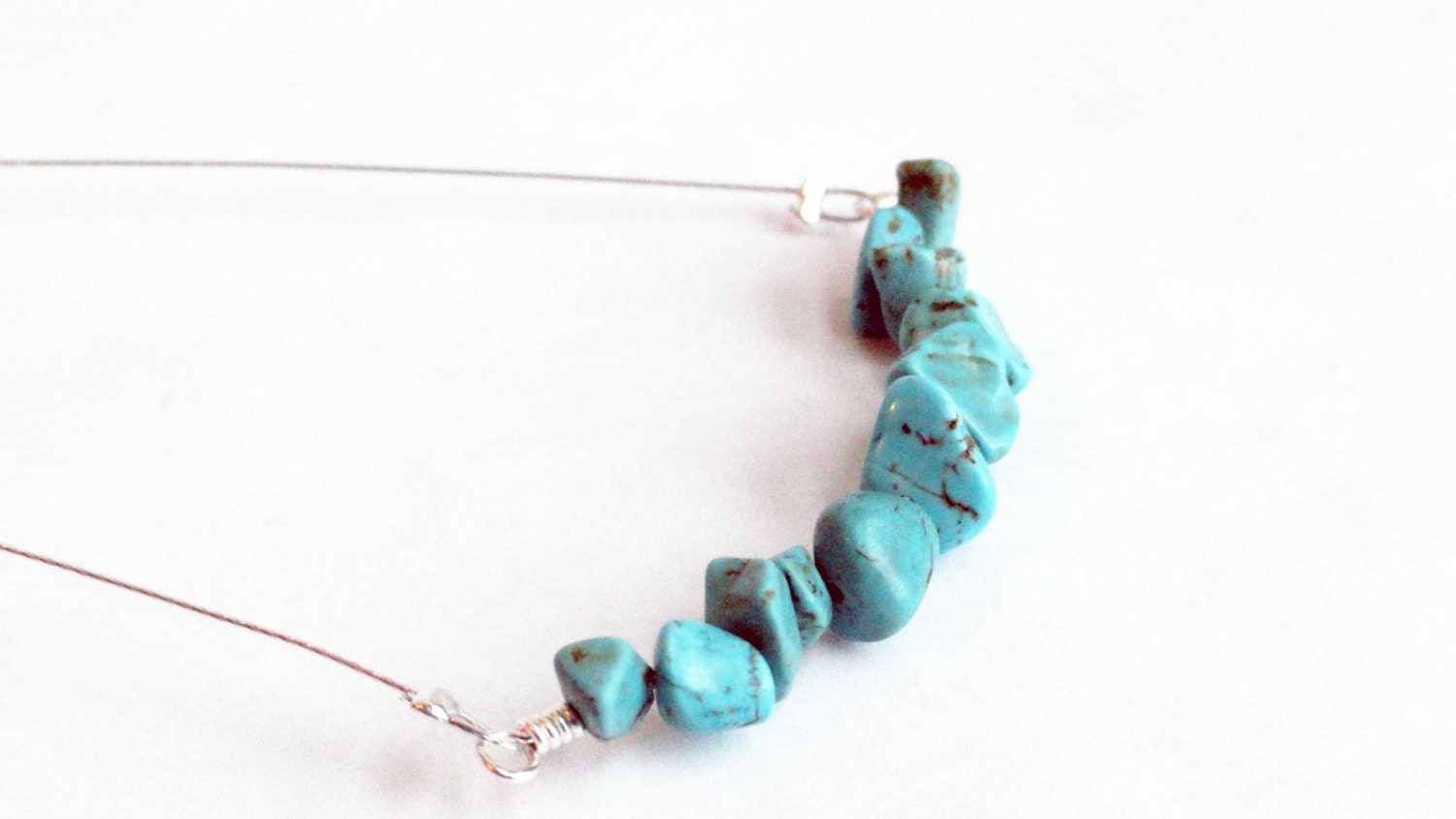 Turquoise Necklace Howlite Necklace Blue Bar Necklace Blue Chip ...