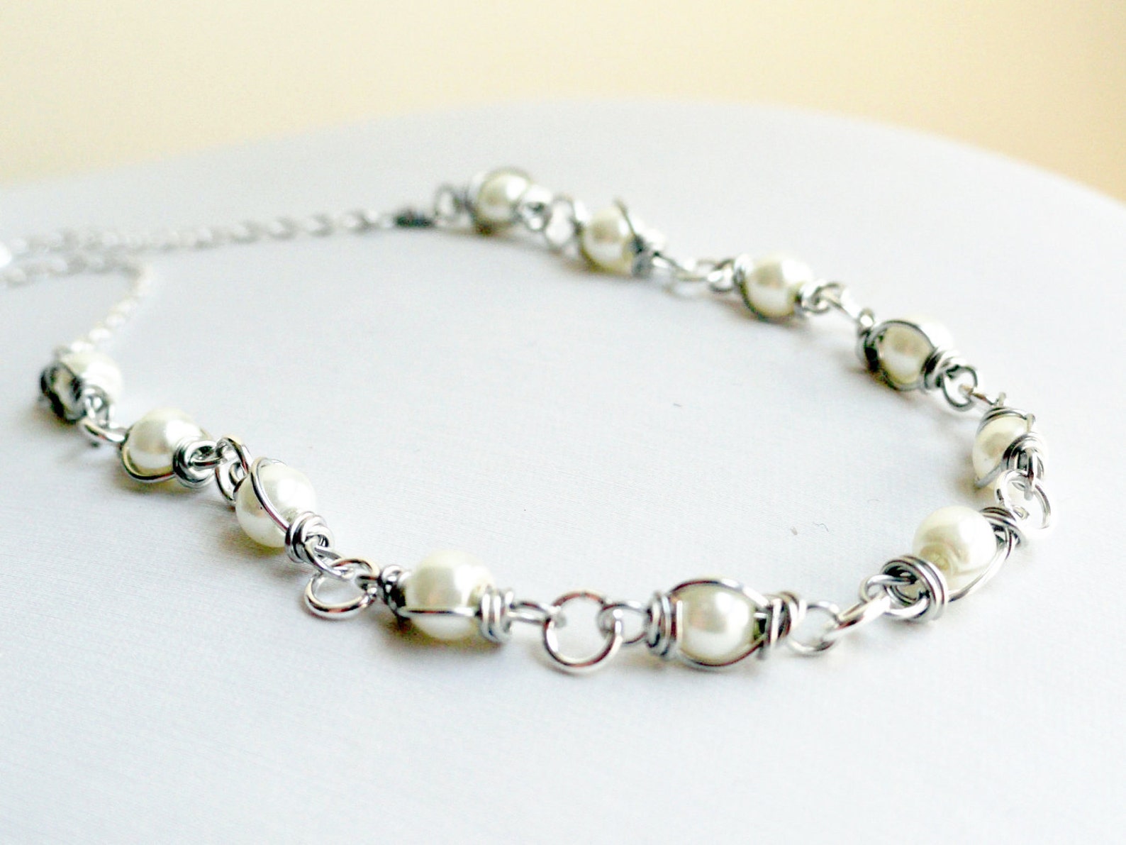 Caged pearl necklace cream pearl necklace pearl necklace | Etsy