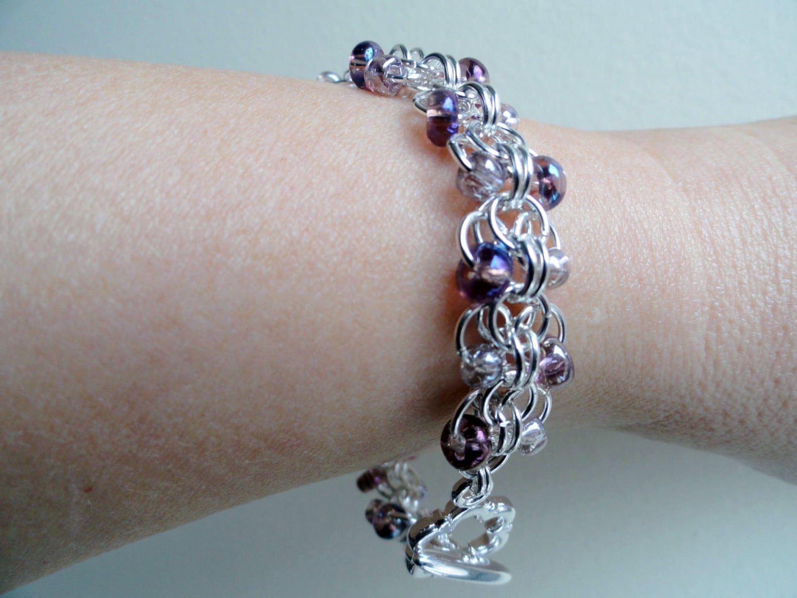 Chainmaille Bracelet Roosa Bracelet Beaded Chainmaille - Etsy