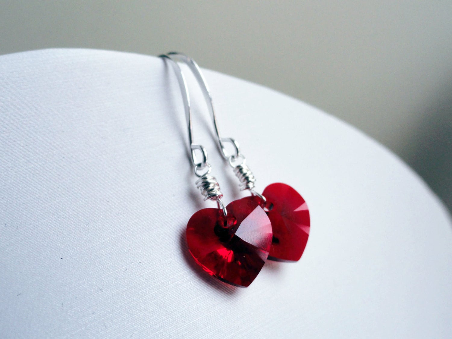 Swarovski Earrings Crystal Heart Earrings Red Heart - Etsy