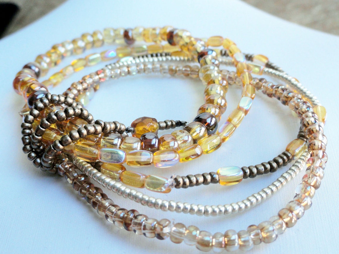 Beaded Bracelet Multi Strand Bracelet Topaz Bracelet - Etsy