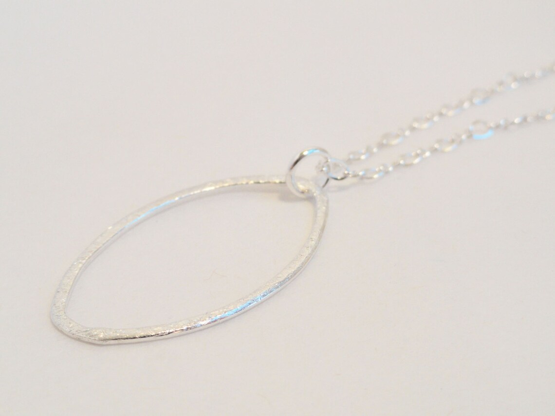 Sterling Silver Necklace Brushed Oval Oval Pendant - Etsy Canada