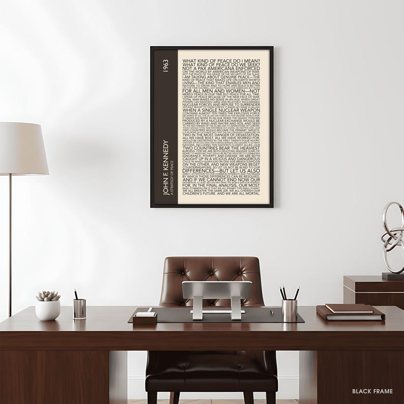 John F Kennedy A Strategy of Peace Speech Typography Print | Cold War ...