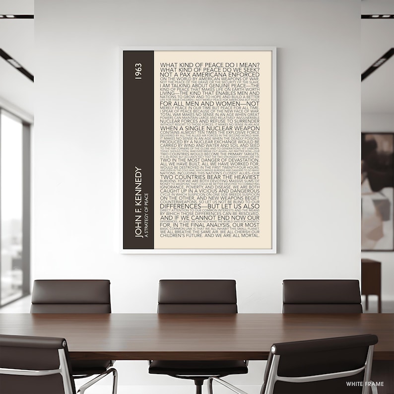 John F Kennedy A Strategy of Peace Speech Typography Print | Cold War ...