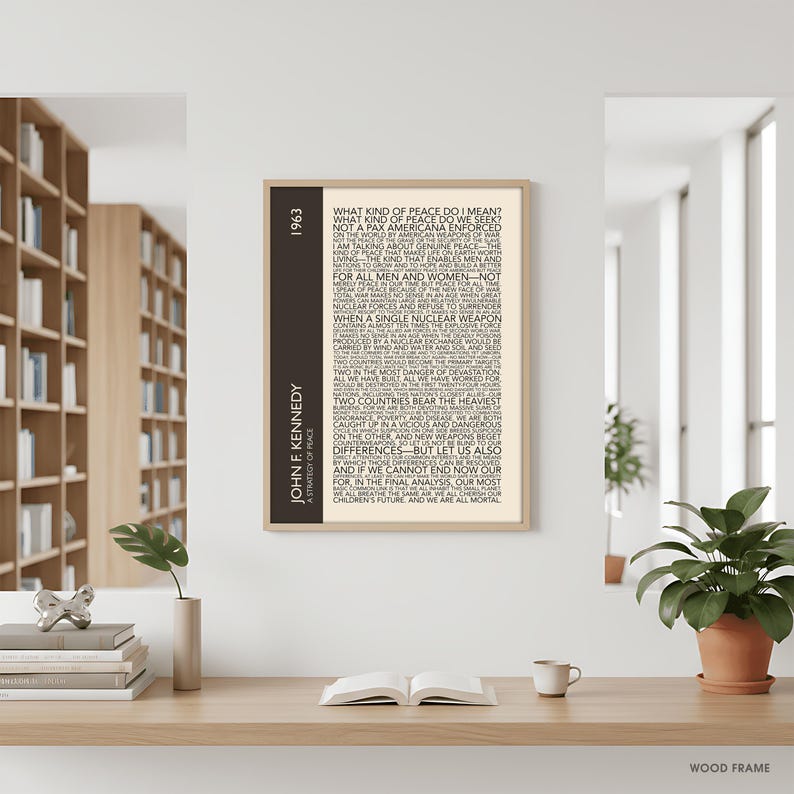 John F Kennedy A Strategy of Peace Speech Typography Print | Cold War ...