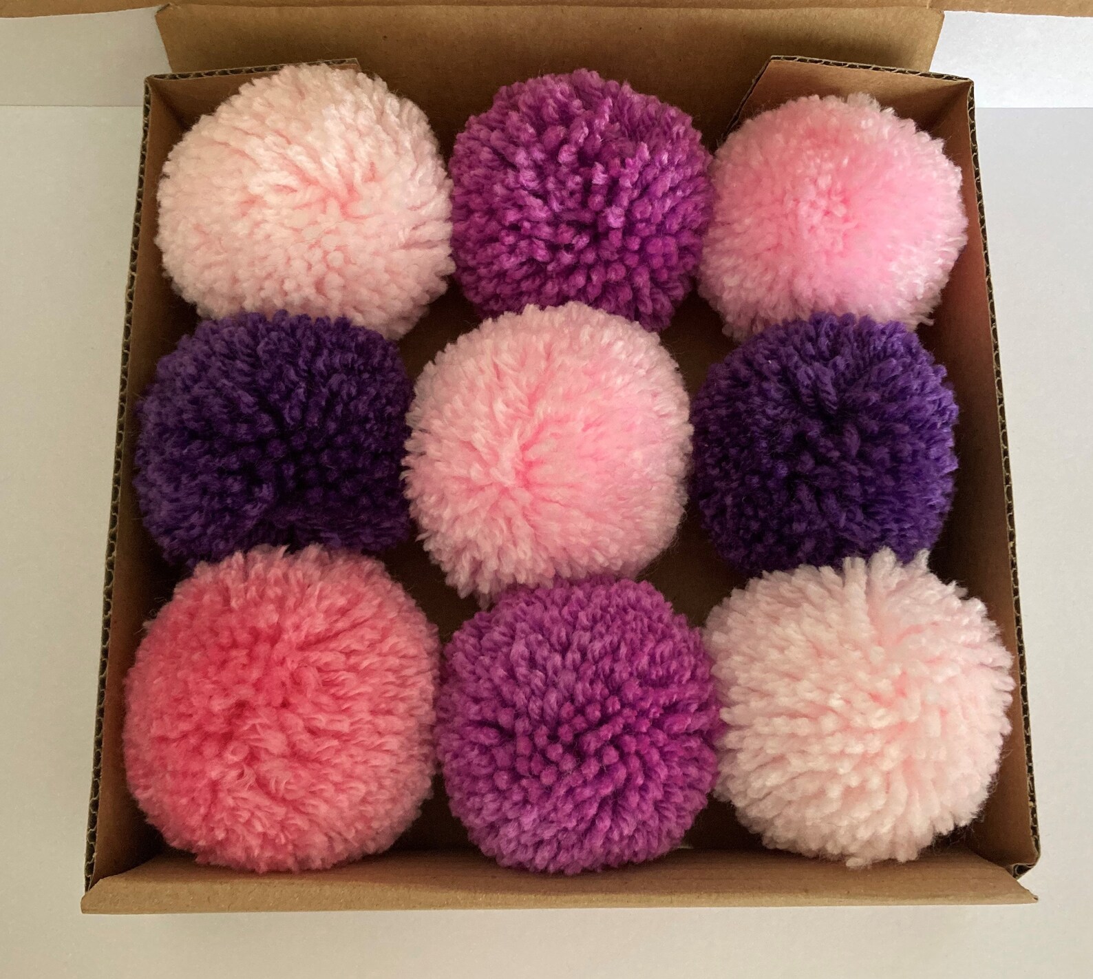 Handmade Pom Poms: Box of 9 Pink and Purple Mix Stylecraft | Etsy