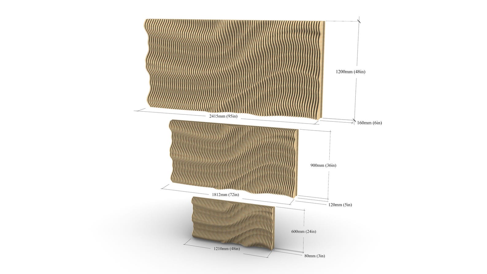 Parametric Wave Wall Panel CNC File | Wavy 3D Wall Art (digital ...