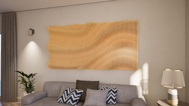 Parametric Wave Wall Panel CNC File | Wavy 3D Wall Art (digital ...
