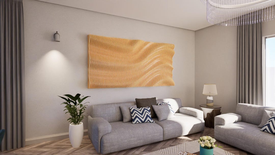 Parametric Wave Wall Panel CNC File | Wavy 3D Wall Art (digital ...