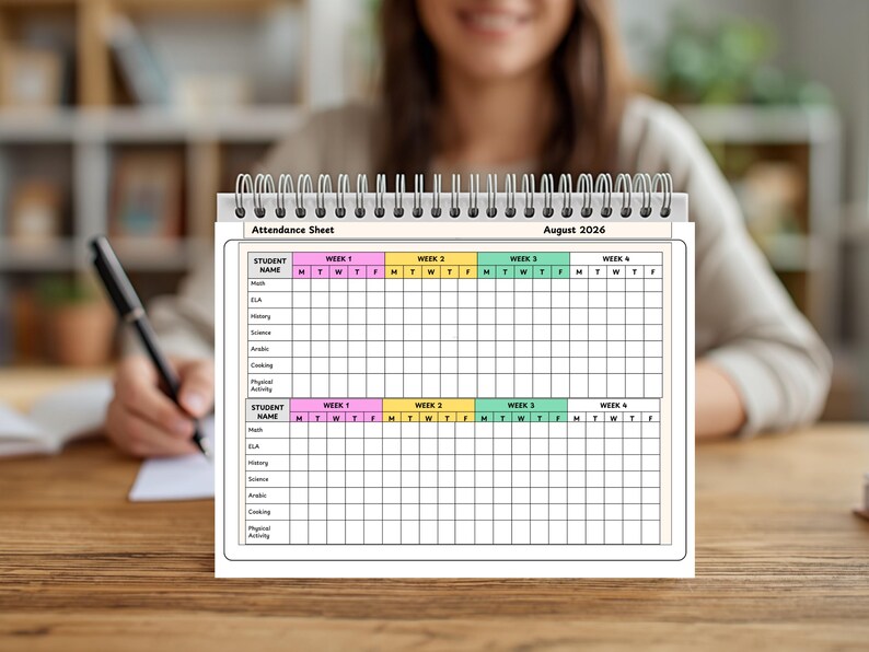Editable Homeschool Attendance Record Book for 2 Students (digital ...