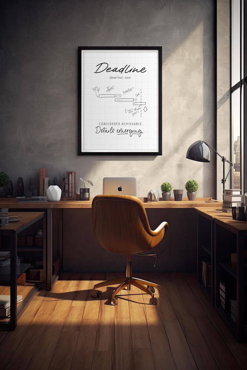 Minimalist Deadline Definition Print | Project Management Humor Wall ...