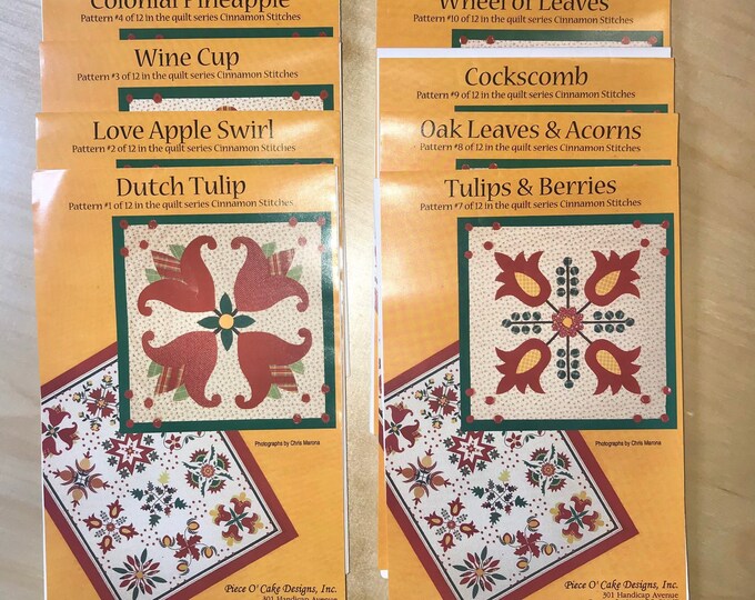 Cinnamon Stitches Quilt Series Patterns 1 12 Full Set of 12 20 Square ...