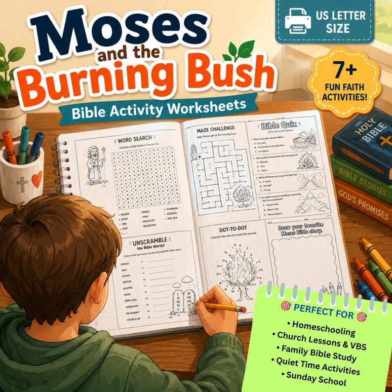 Moses Worksheets for Kids | Bible Activities | Sunday School Printables ...