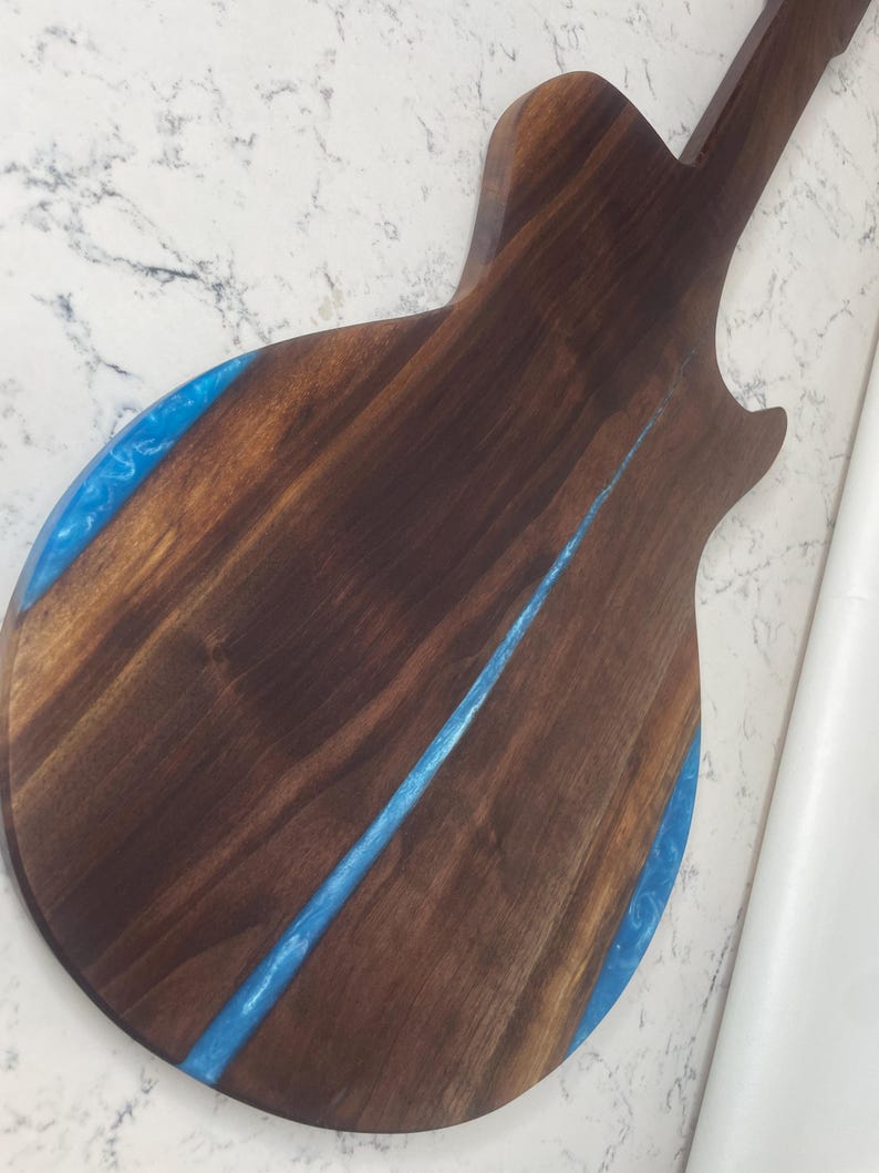 Guitar-erie Board (gibson Les Paul Charcuterie Board W/ Blue Epoxy) - Etsy