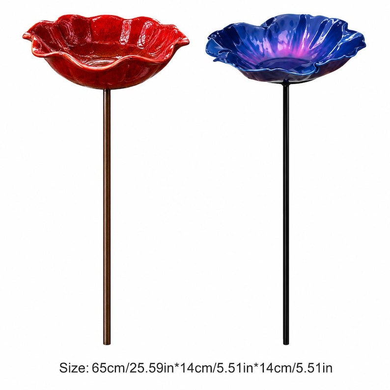 Bain d'oiseau en forme de fleur, décoration de jardin colorée, bol d ...